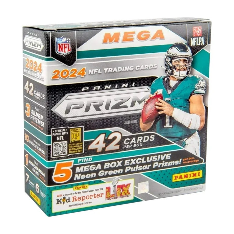 2024 Panini Prizm NFL Football Sealed Mega Box - 42 Cards – Prime Time Sports & Framing