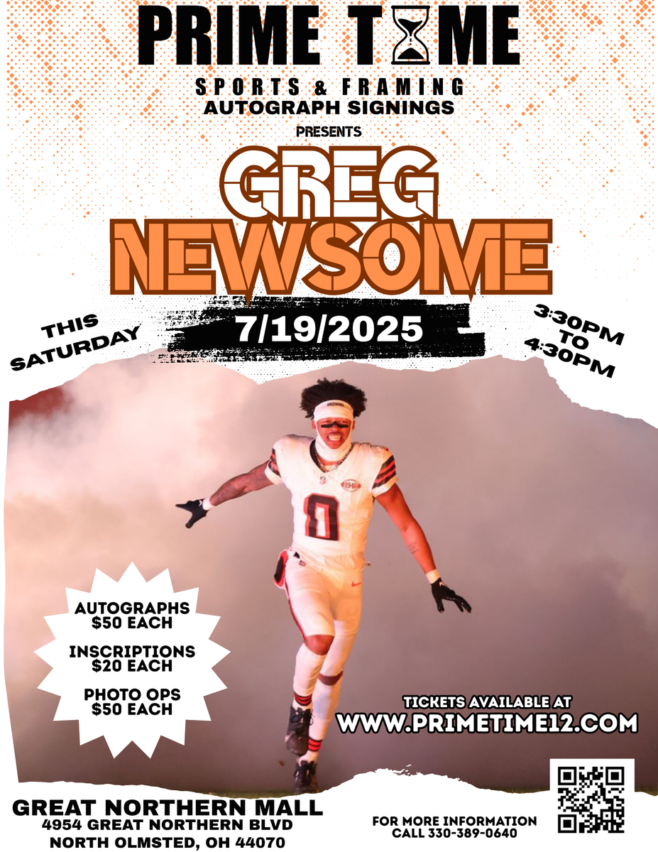 Greg Newsome Autograph Signing Event – Prime Time Sports & Framing