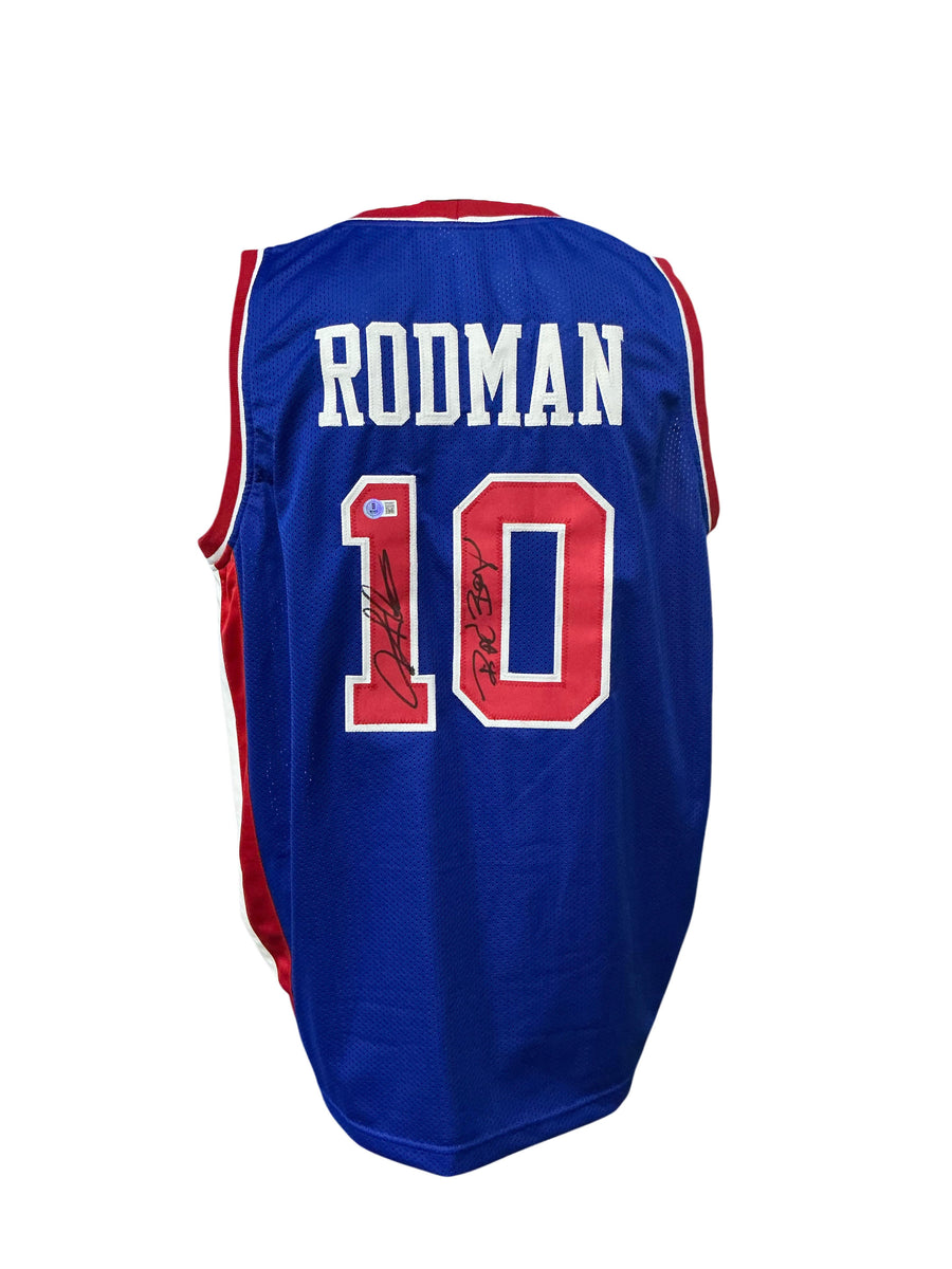 Detroit Pistons Dennis Rodman Hand Signed Autographed Custom Blue Jers ...